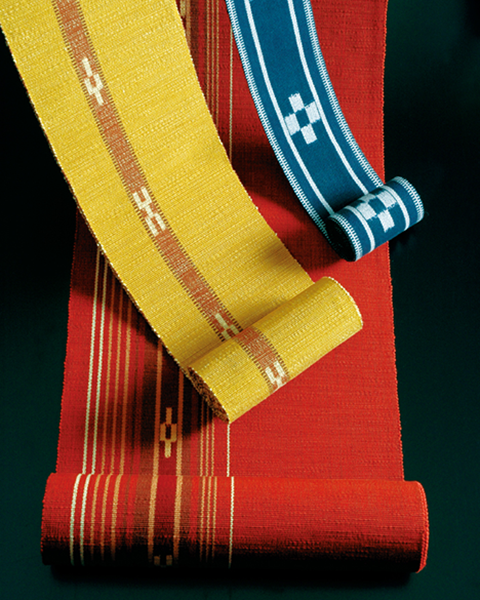 Obi belts, Yaeyama jofu fabric, and Gunbo (mixed fabric)
